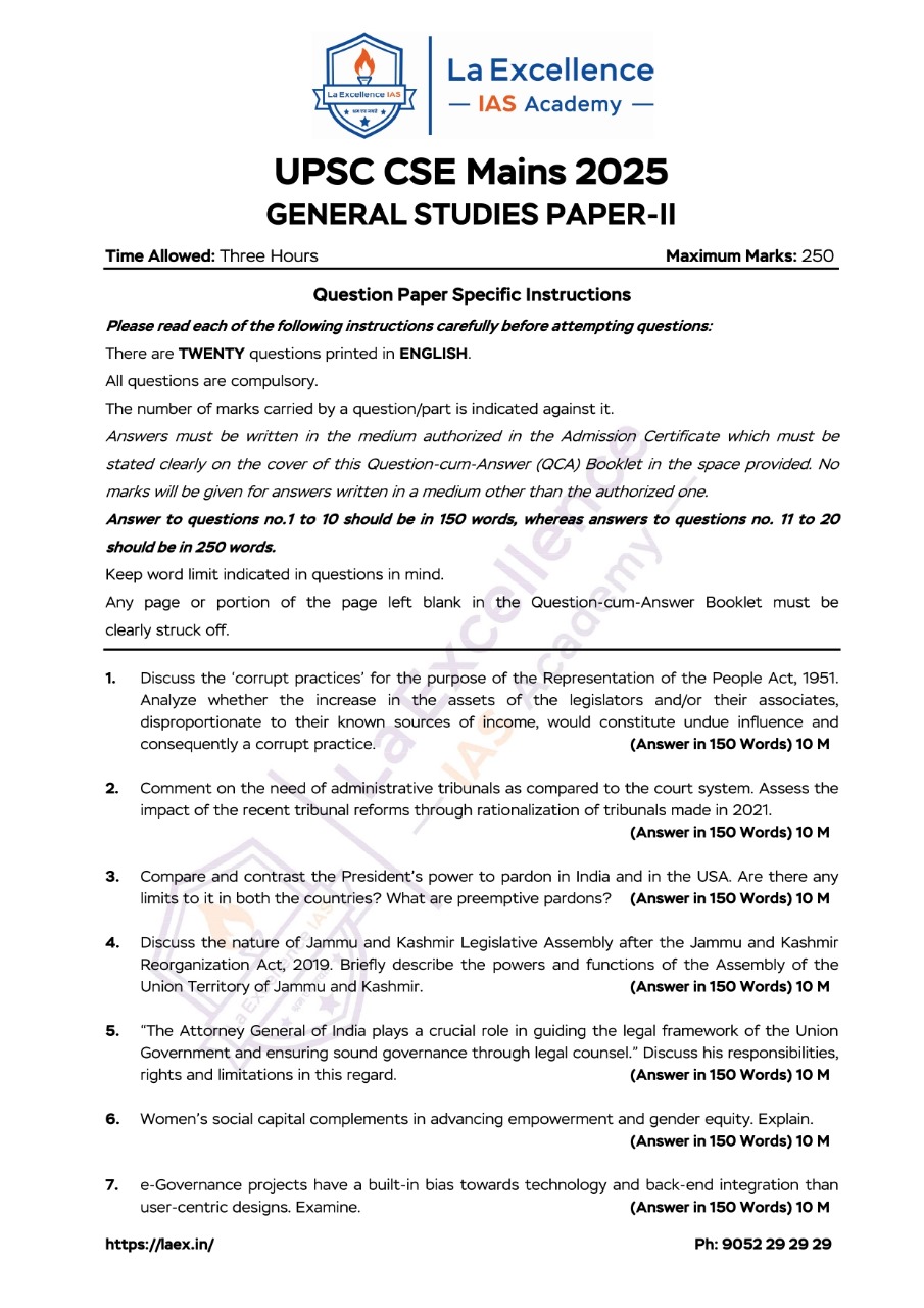 GS Paper-II Question Paper of UPSC Mains 2025 is OUT!